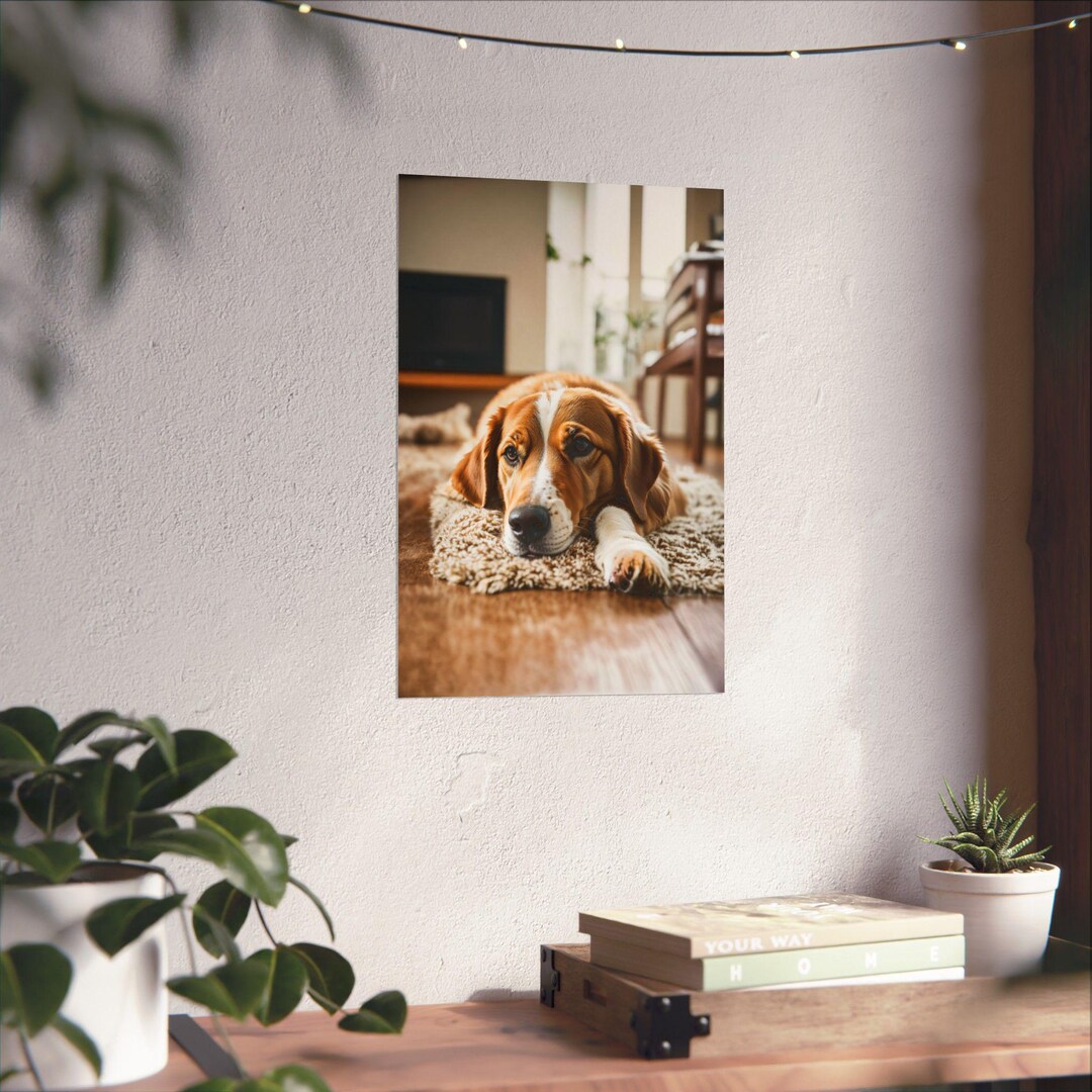 Vertical Dog Laying Down Matte Poster, Wall Art Decor, Animal Lover ...