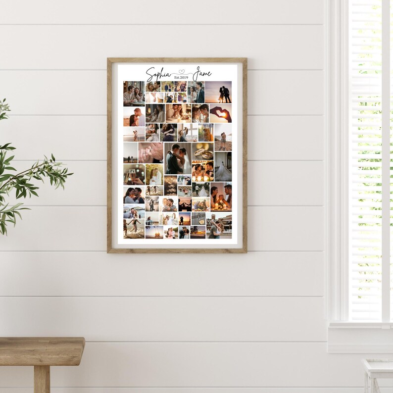 50 Photo Collage Template for Couples | Custom Printable Canva Poster ...