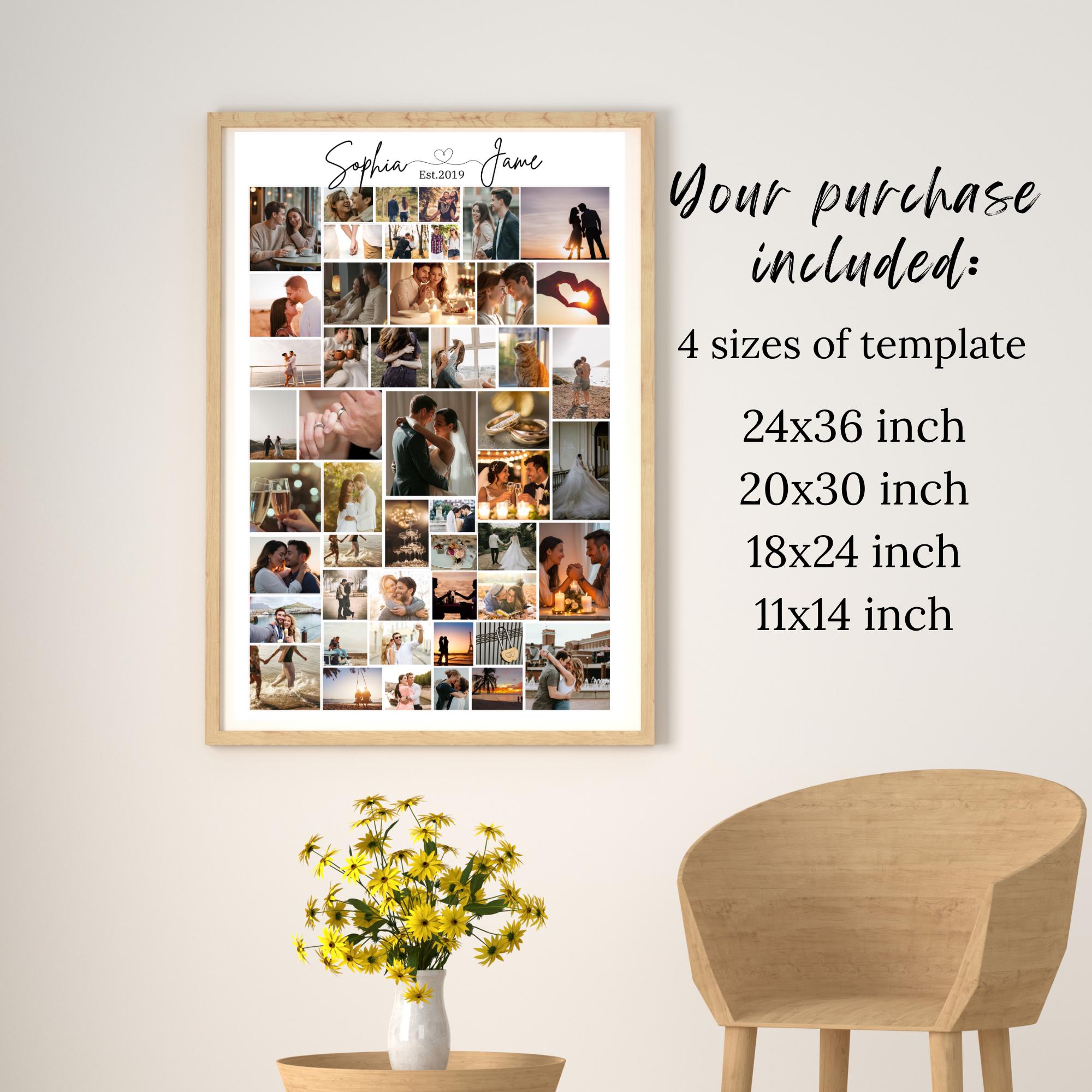 50 Photo Collage Template for Couples | Custom Printable Canva Poster ...