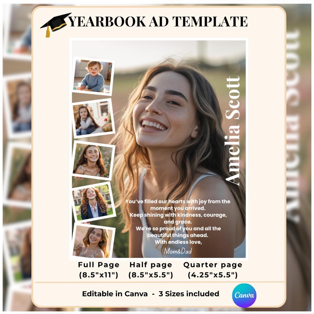 Senior Yearbook Ad Template for Daughter, Editable Canva Template ...