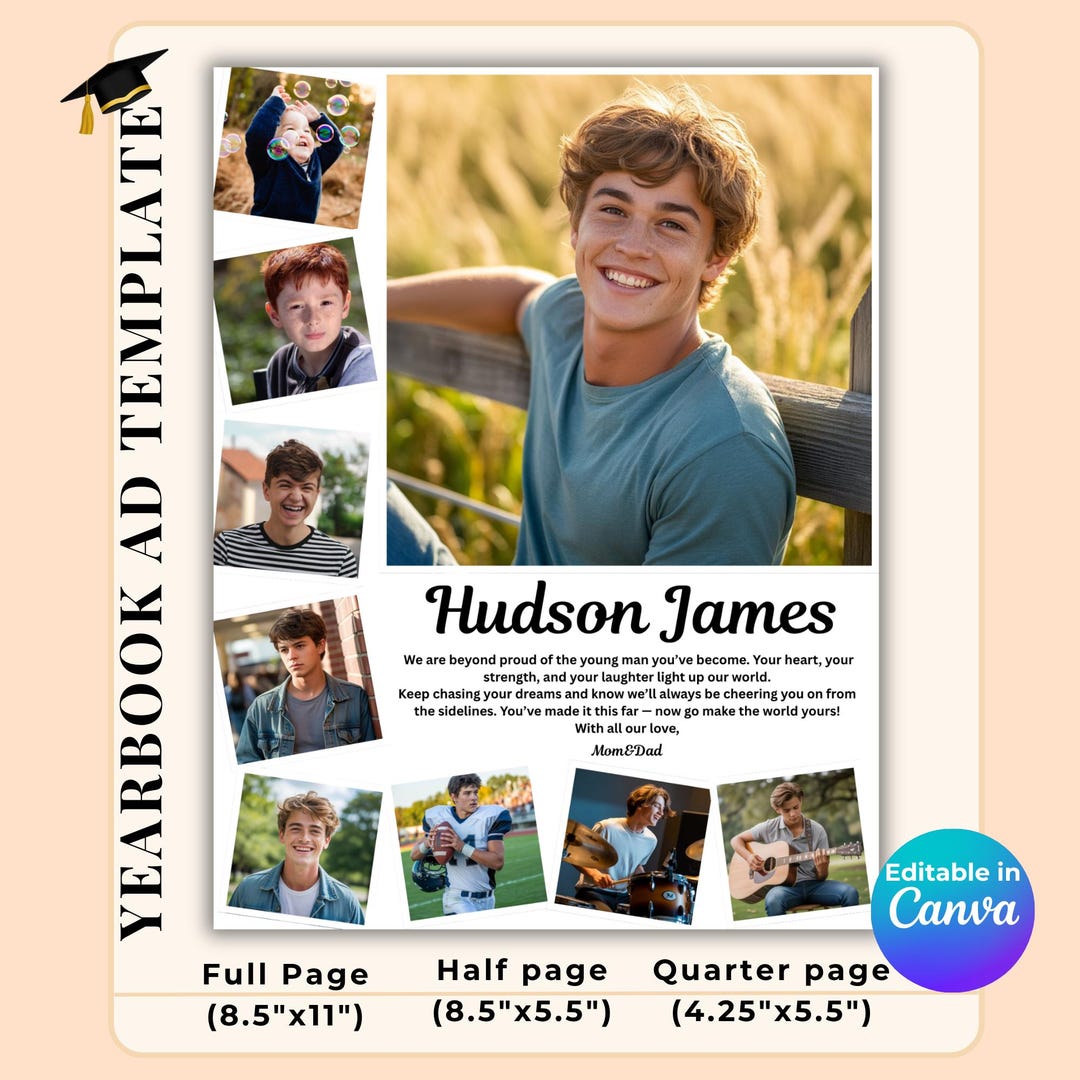 Senior Yearbook Ad Template | Graduation Tribute, Editable in Canva ...