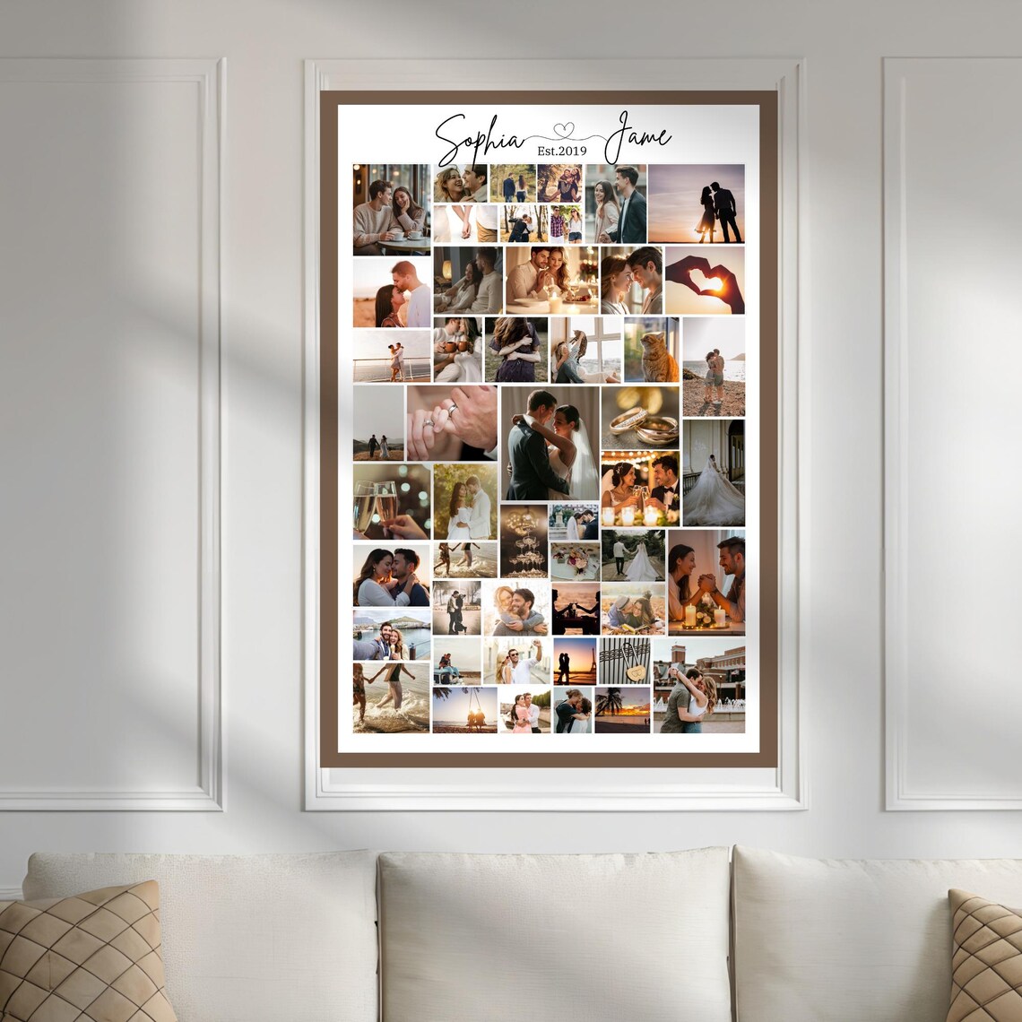50 Photo Collage Template for Couples | Custom Printable Canva Poster ...