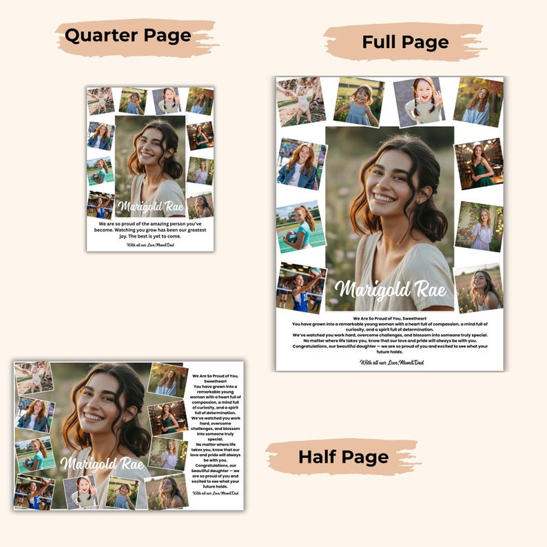 Editable Senior Yearbook Ad – Canva Graduation Tribute Template,full ...