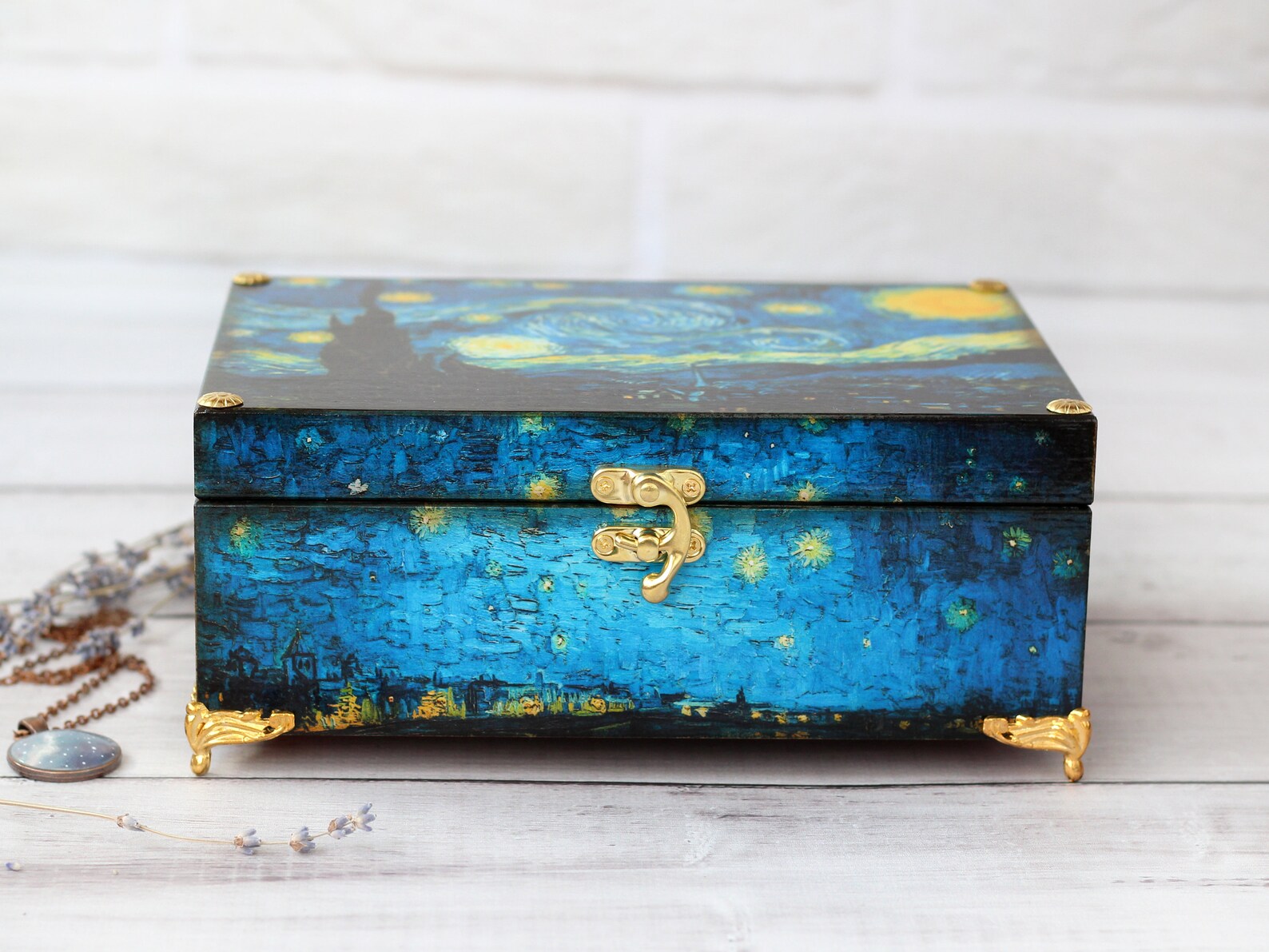 Wooden Jewelry Box Inspired Vincent Van Gogh Starry Night ,van Gogh ...