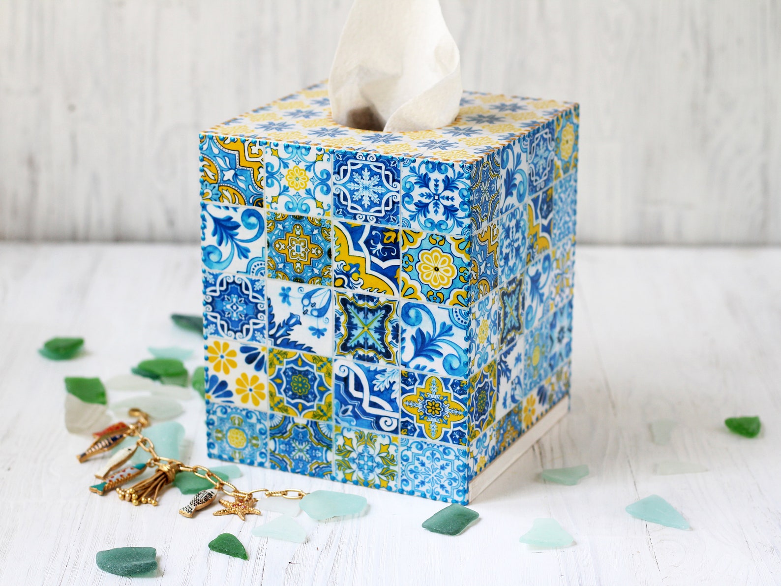Tissue Box Cover Spanish Majolica Tiles Style MADE TO ORDER - Etsy