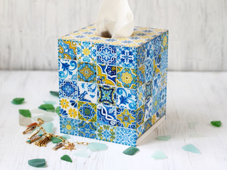 Tissue Box Cover Spanish Majolica Tiles Style MADE TO ORDER - Etsy