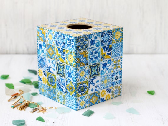 Tissue Box Cover Spanish Majolica Tiles Style MADE TO ORDER - Etsy
