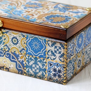 Handmade Portuguese Tile Tea Box: Decoupage Wooden Storage - Etsy