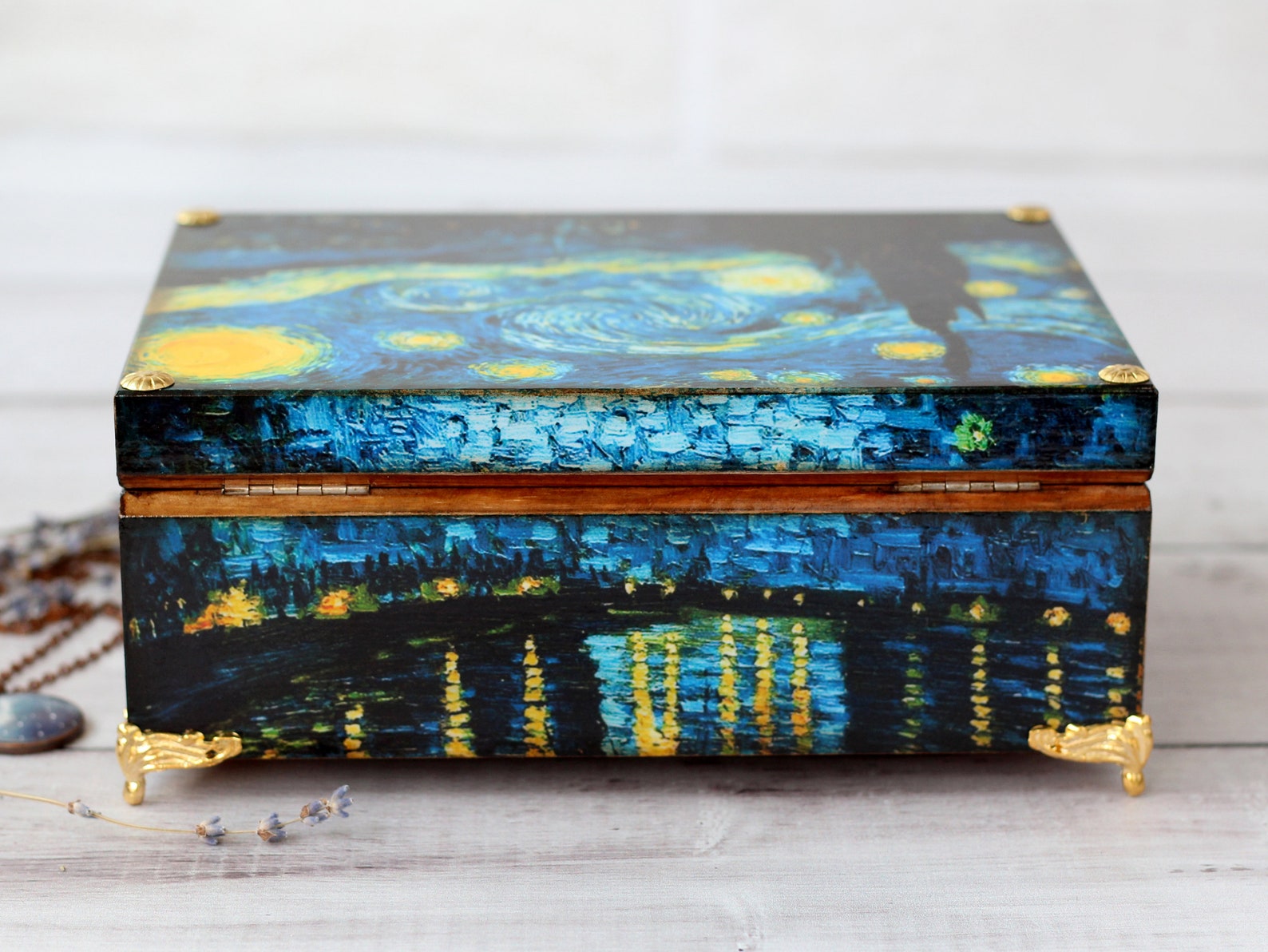 Wooden Jewelry Box Inspired Vincent Van Gogh Starry Night ,van Gogh ...