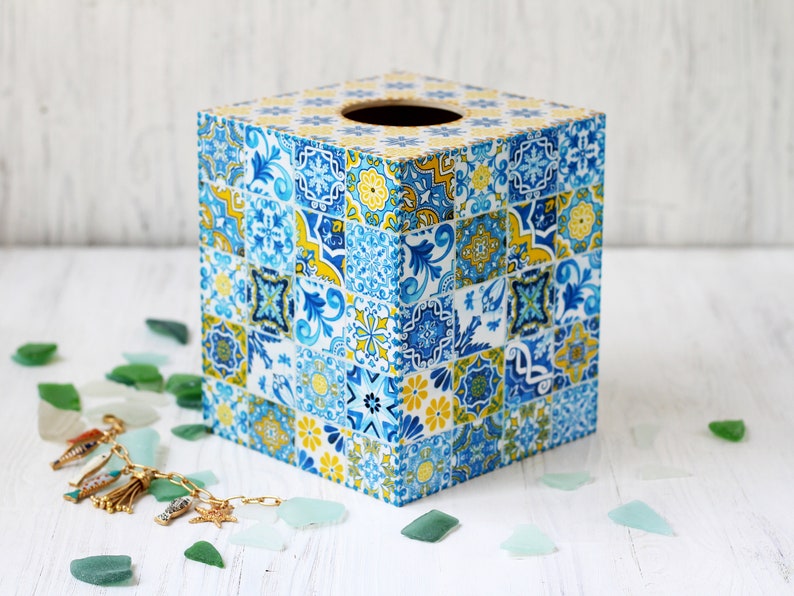 Tissue Box Cover Spanish Majolica Tiles Style MADE TO ORDER - Etsy