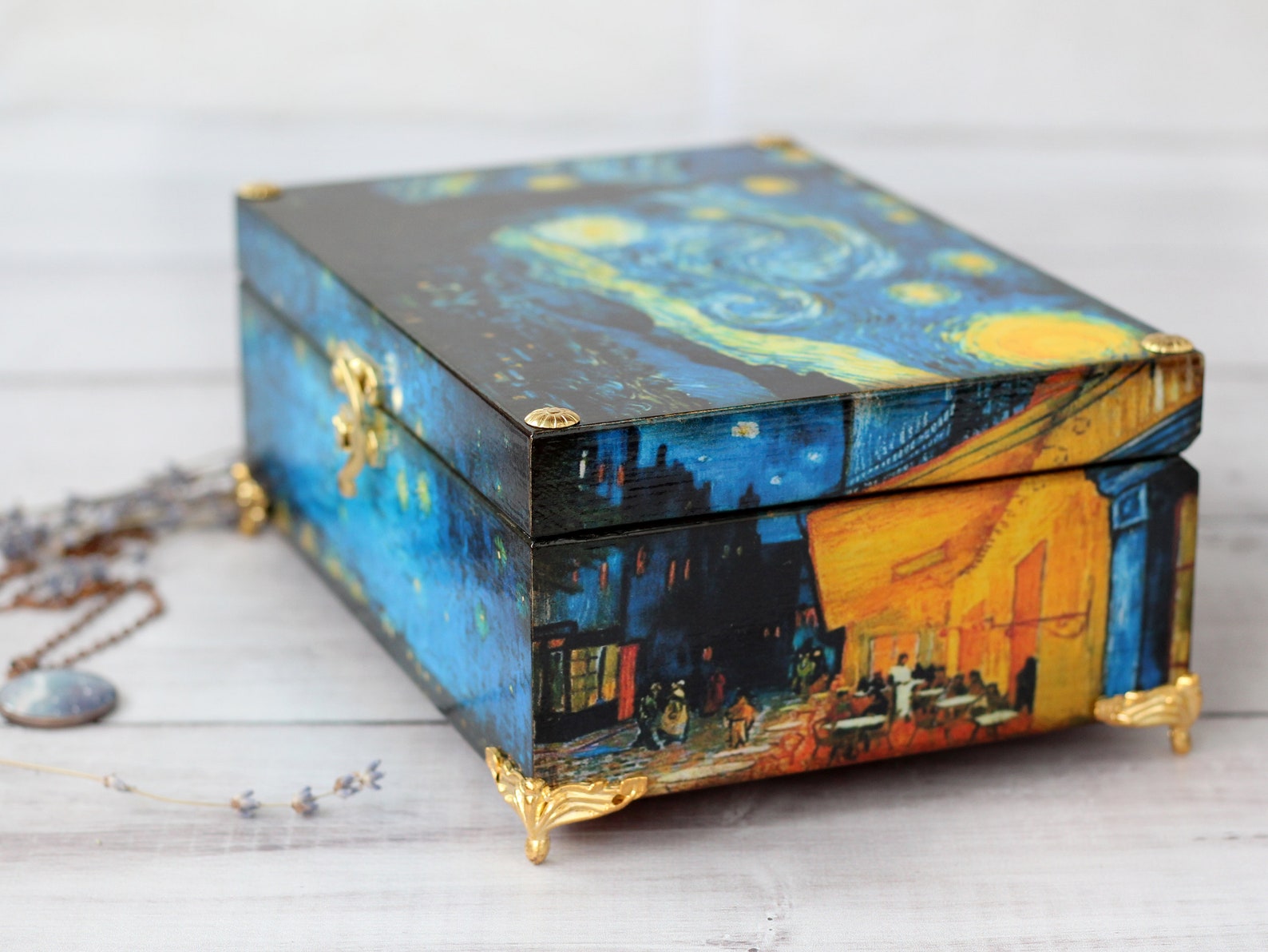 Wooden Jewelry Box Inspired Vincent Van Gogh Starry Night ,van Gogh ...