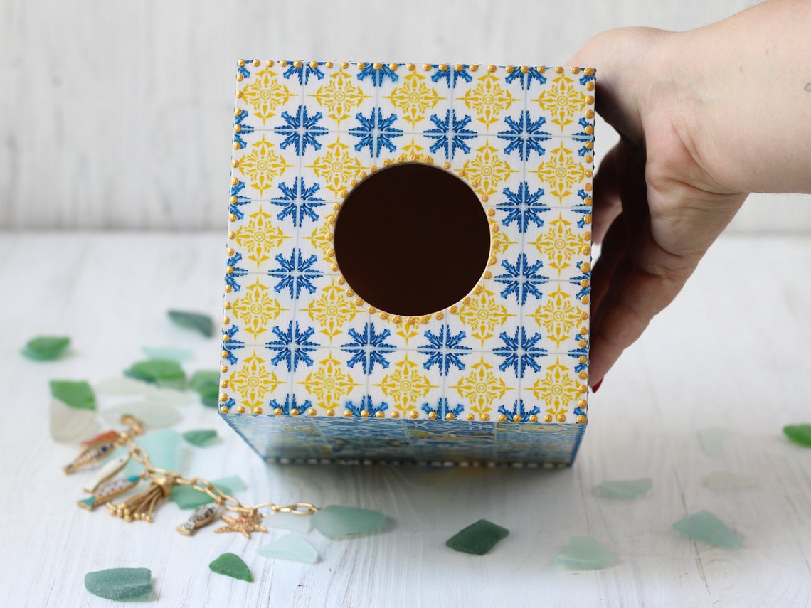 Tissue Box Cover Spanish Majolica Tiles Style MADE TO ORDER - Etsy