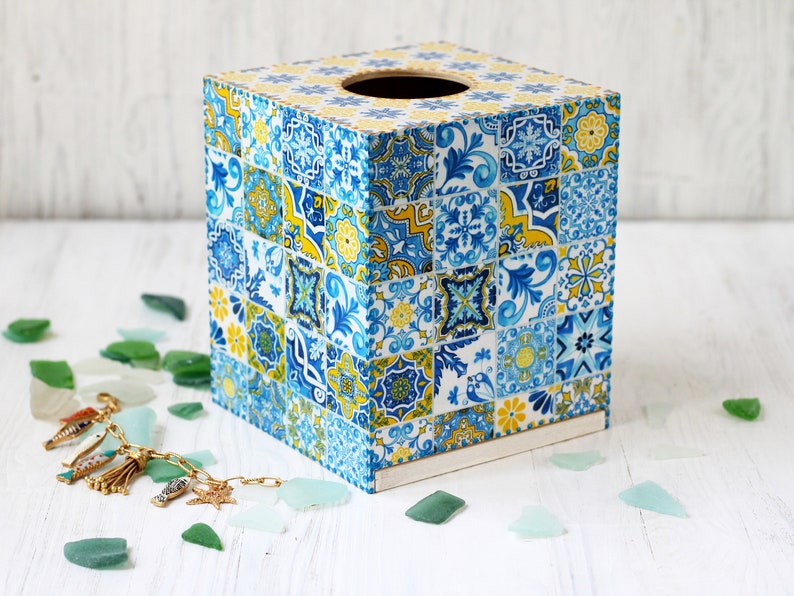 Tissue Box Cover Spanish Majolica Tiles Style MADE TO ORDER - Etsy