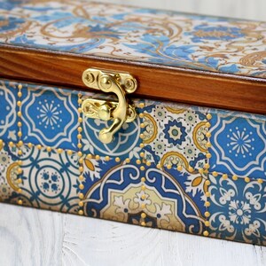 Tea Box Azulejos Portugueses Tiles Style, 3 Compartment Tea Box - Etsy