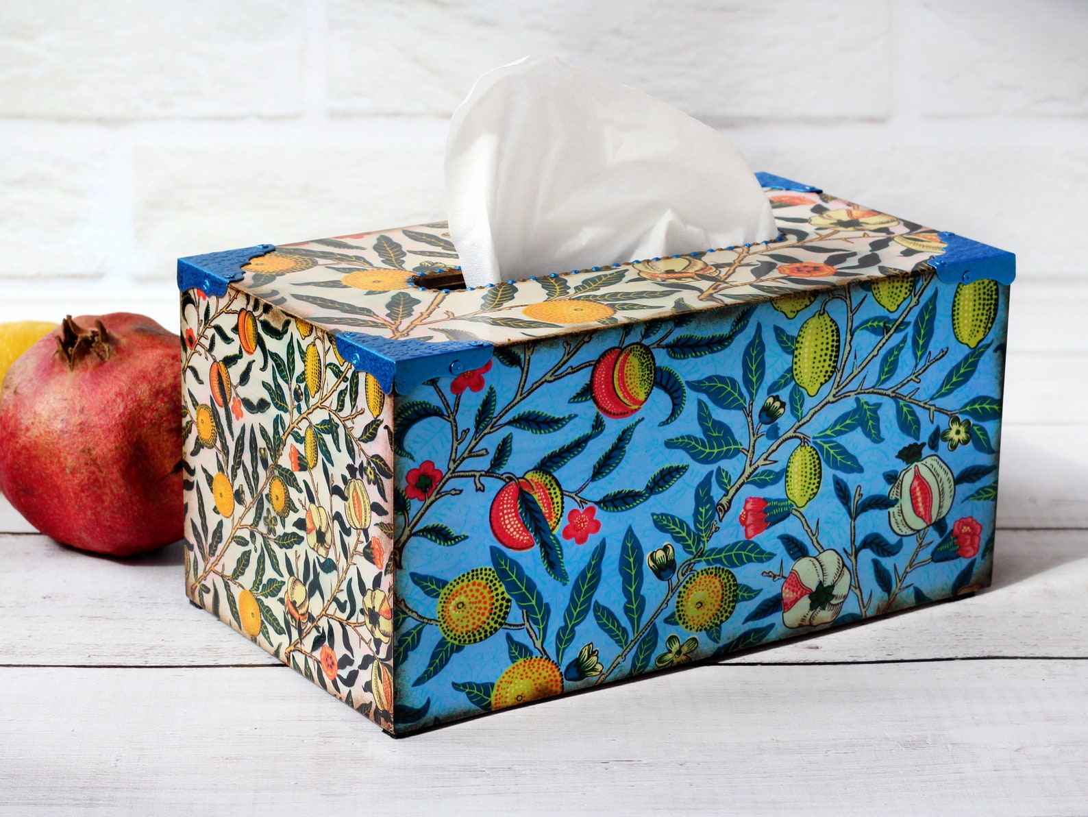 William Morris Fruit Pomegranate Inspired Tissue Box Cover: Decoupage ...