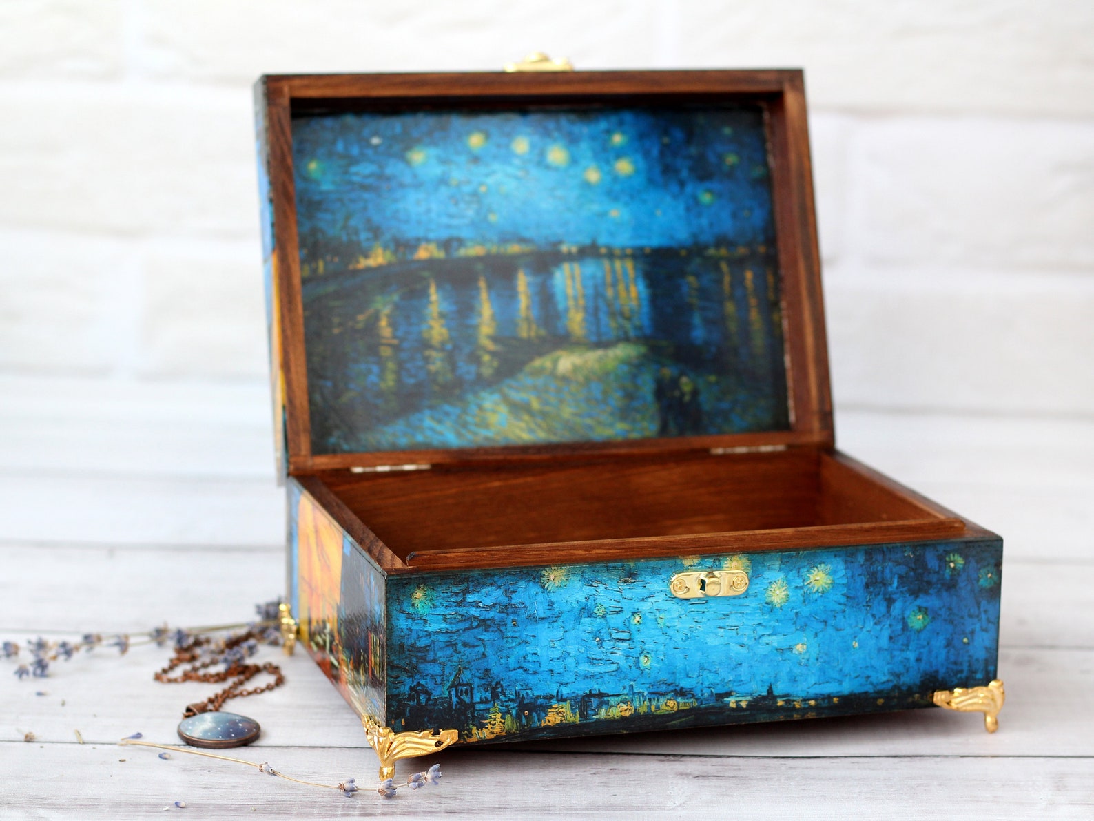 Wooden Jewelry Box Inspired Vincent Van Gogh Starry Night ,van Gogh ...