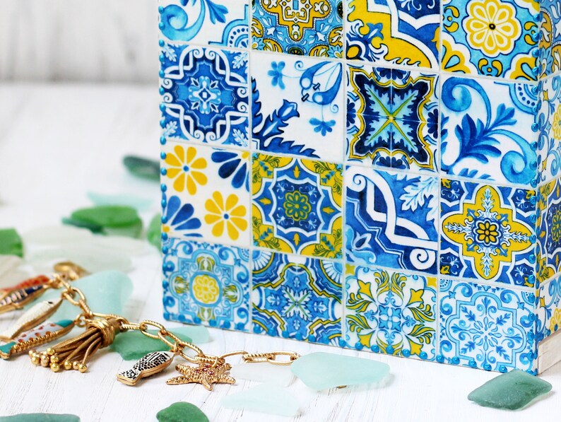 Tissue Box Cover Spanish Majolica Tiles Style MADE TO ORDER - Etsy
