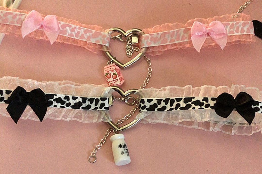 Handmade Cow Print Choker, Adjustable Milk Charm Necklace - Etsy
