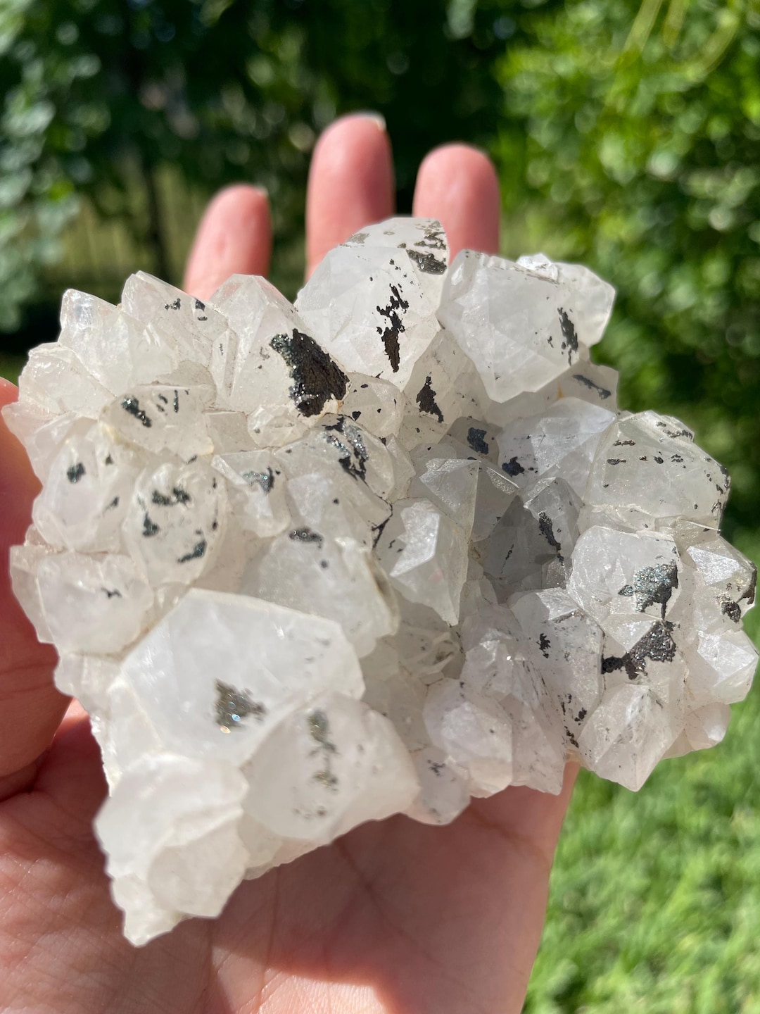Quartz Cluster With Chalcopyrite | Sparkling Raw Crystal Specimen ...