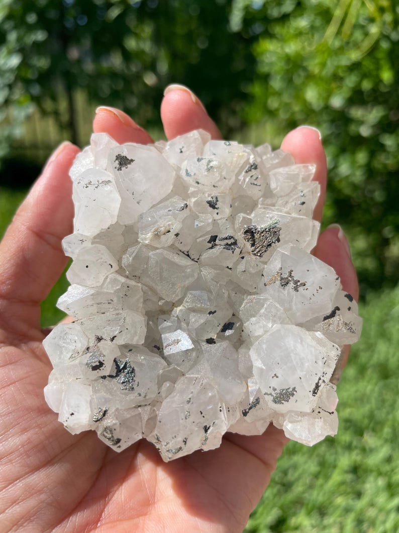 Quartz Cluster With Chalcopyrite | Sparkling Raw Crystal Specimen ...