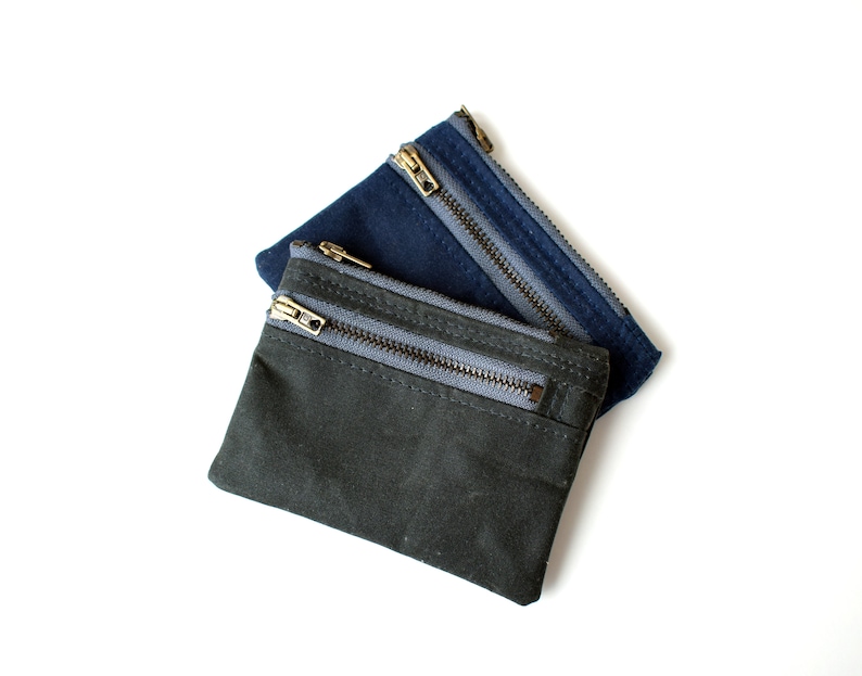 Waxed Canvas Double Zipper Wallet Coin Purse and Card Holder | Etsy
