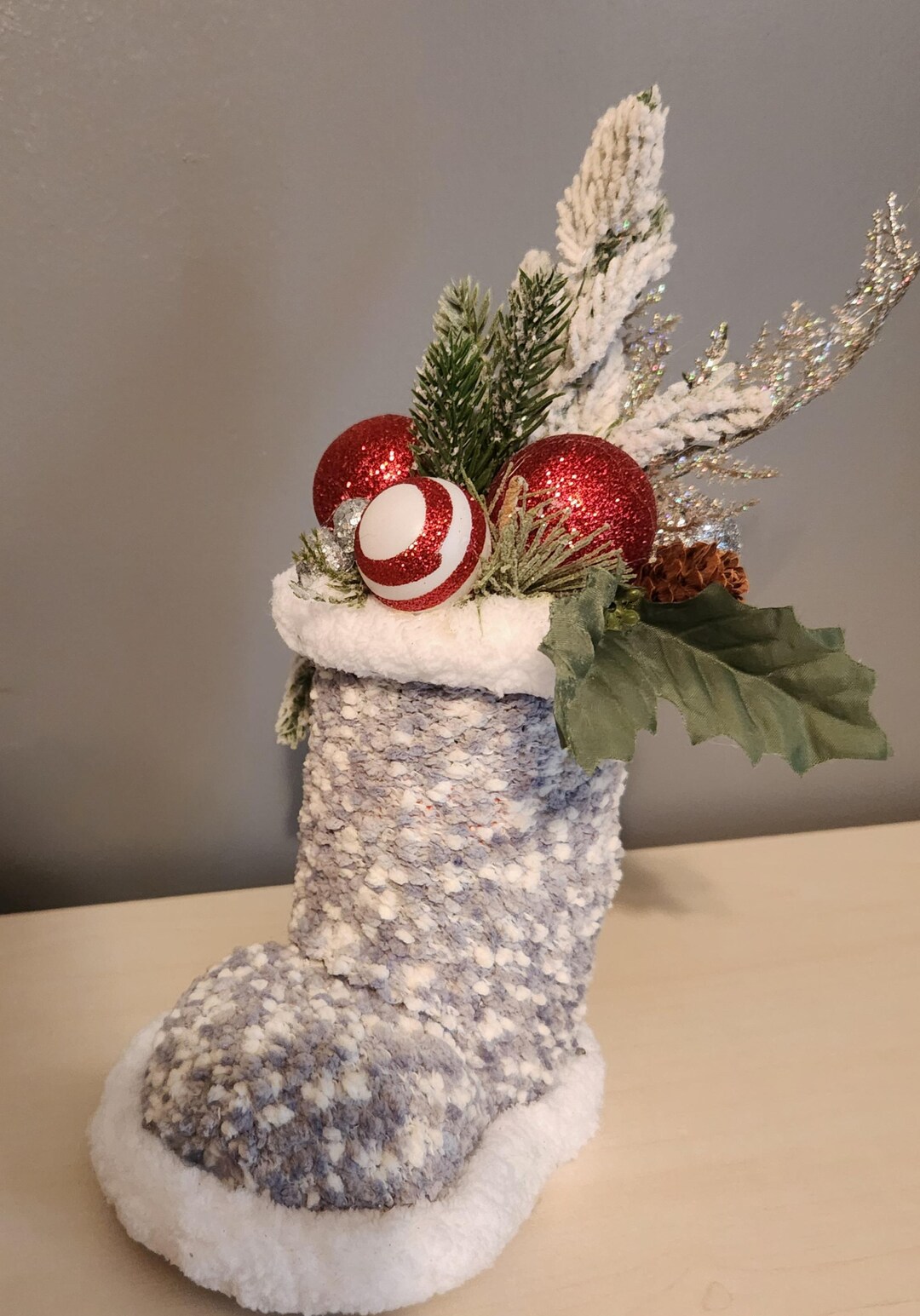 Christmas Stocking, Santa Boot Centerpiece, Holiday Decor - Etsy