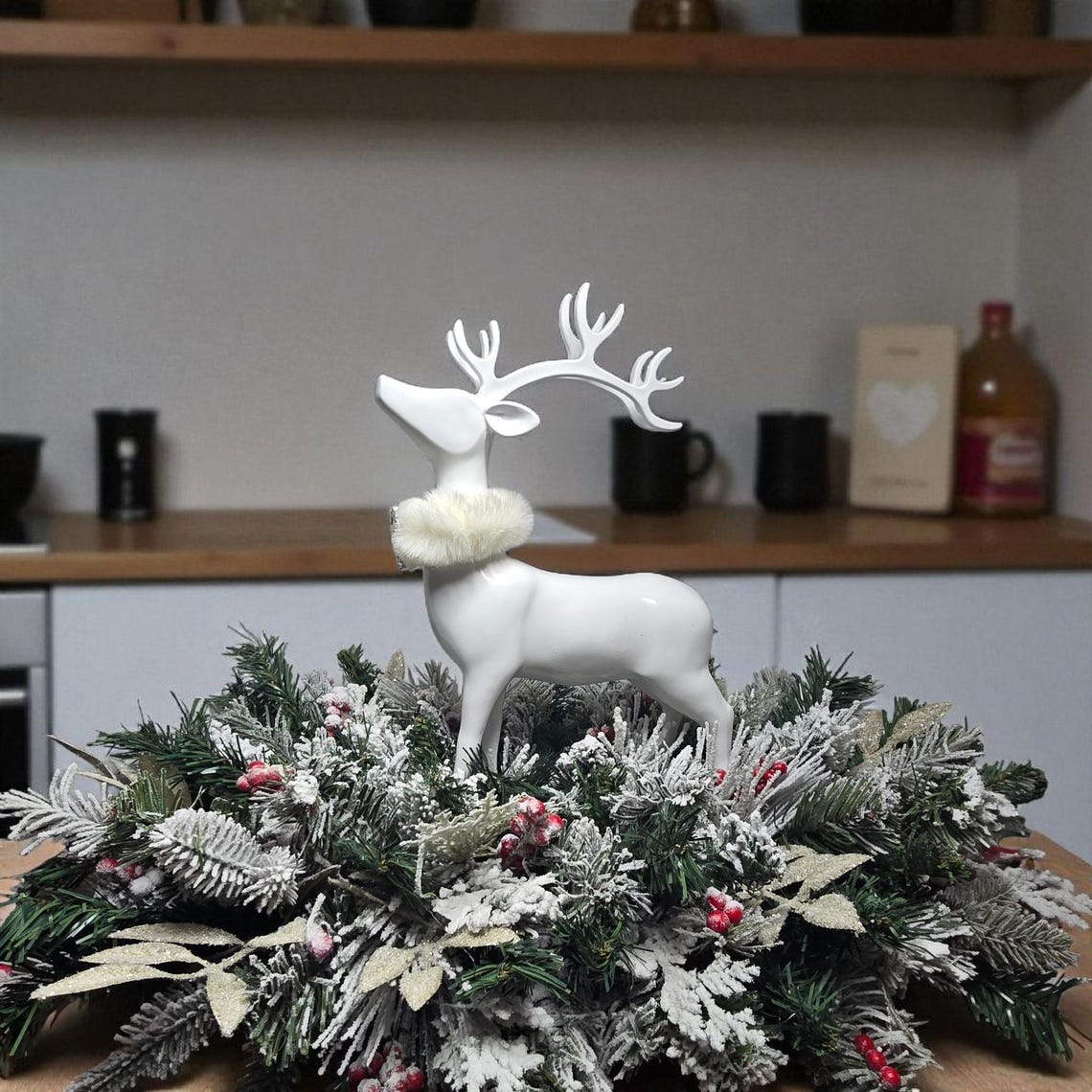Snowy Deer Table Top Centerpiece - Etsy