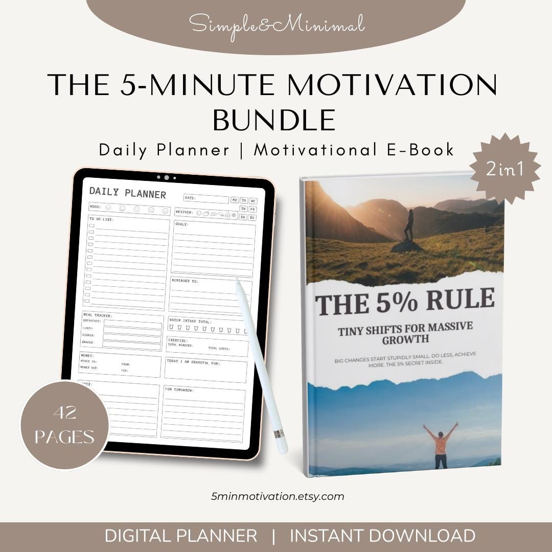 5-minute Motivation Bundle | Daily Weekly Monthly Planner Printable ...
