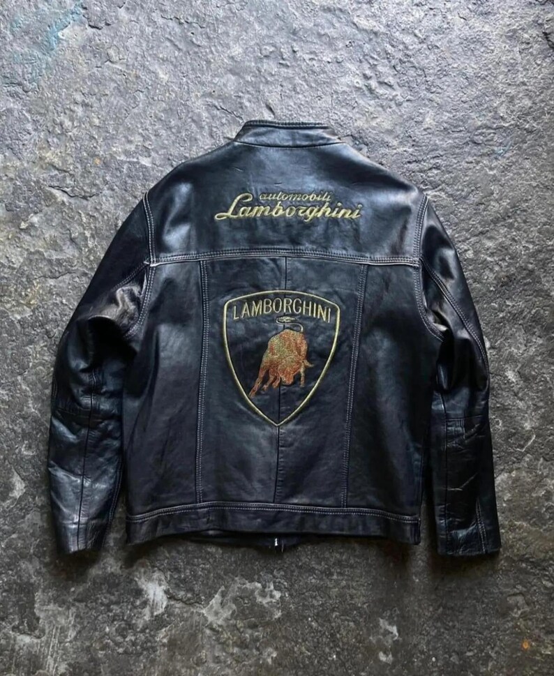 Lamborghini Leather Jacket Handmade Leather Jacket Biker Jacket Bull ...