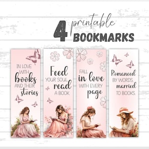 Printable Love Reading Bookmarks, Digital Bookmark Set, Download Gift ...