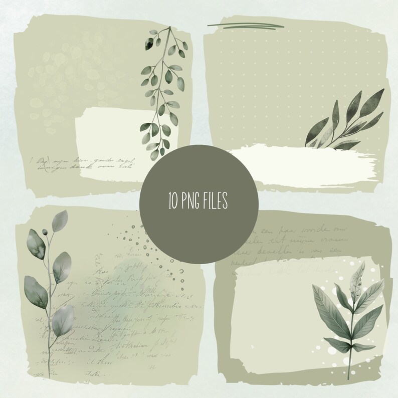 Junk Journal Add On, Digital Botanical Scrapbook Sticky Notes, Floral ...