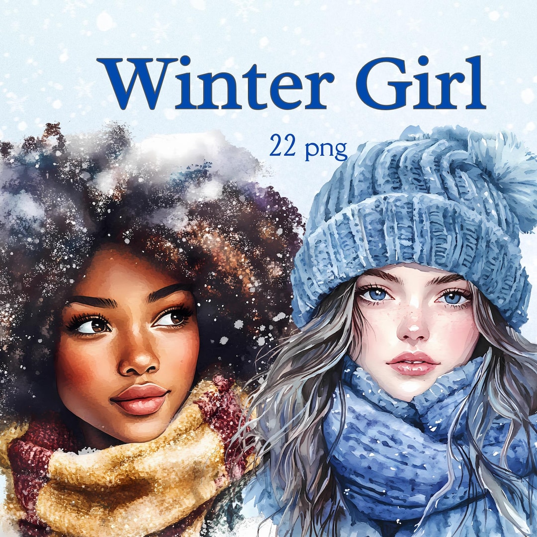 Winter Girl Clipart Bundle, Watercolor Christmas PNG, Cozy Holiday ...