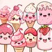 Ice Cream PNG Clipart, Summer Dessert Bundle, Watercolor Sweets Set ...