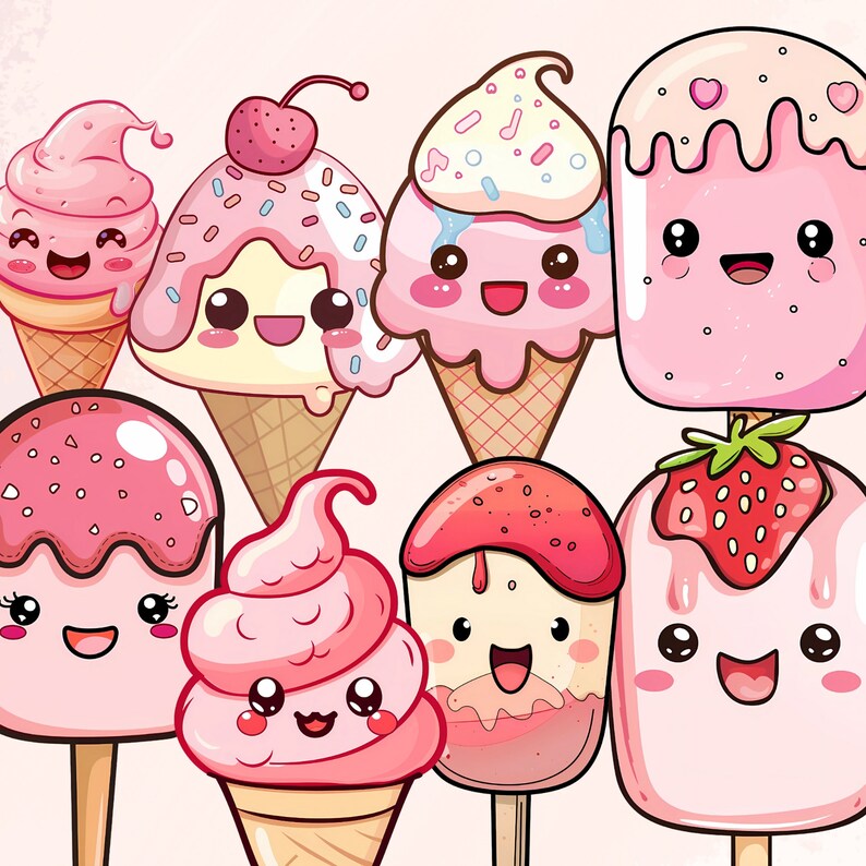 Ice Cream PNG Clipart, Summer Dessert Bundle, Watercolor Sweets Set ...