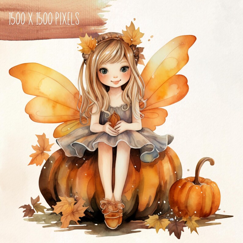 Fall Fairy Clipart Bundle, Watercolor Autumn Girl Clip Art, Little Girl ...