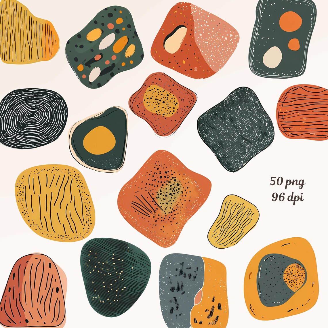 Abstract Boho Shapes Clipart, Modern Bohemian Clip Art, Shape Bundle ...