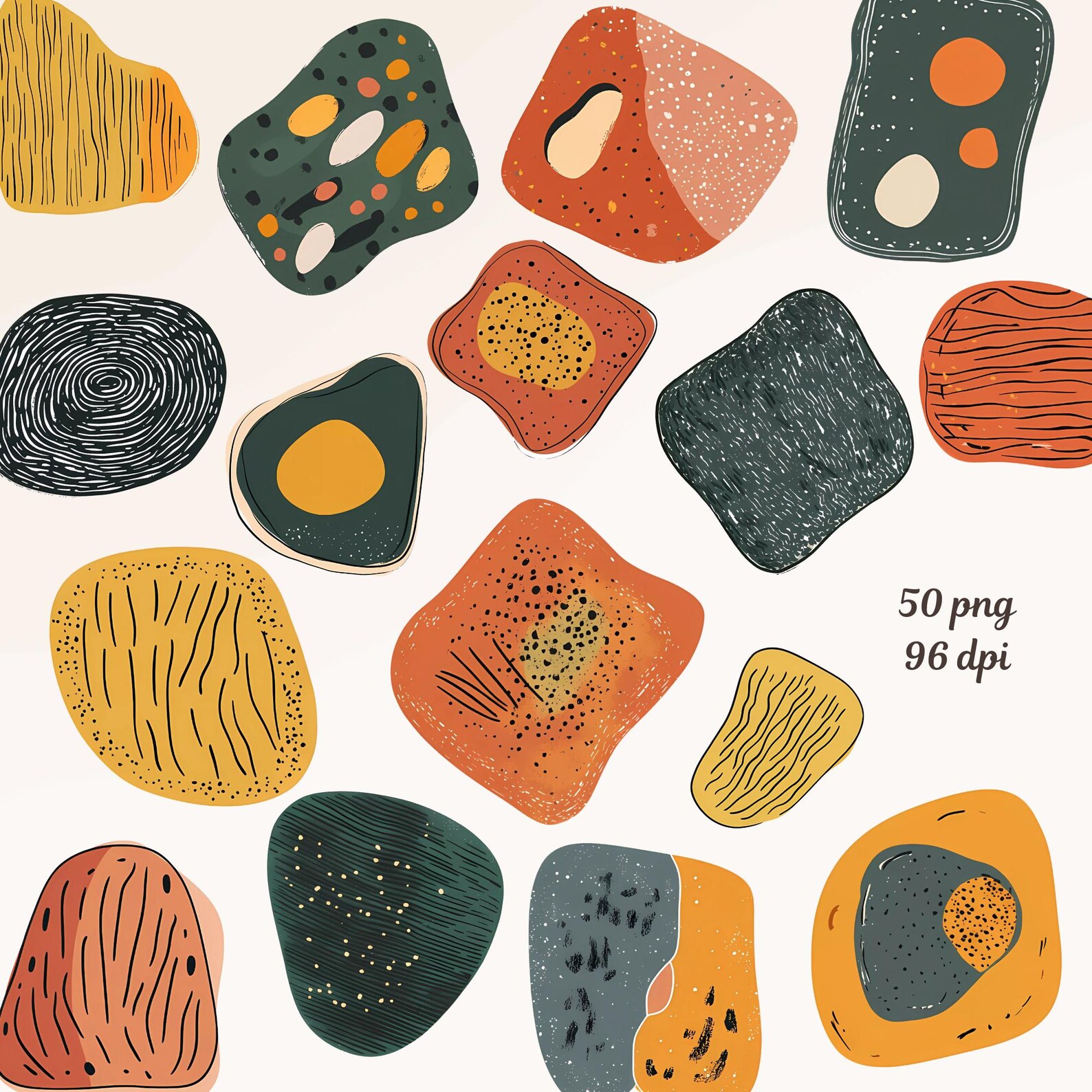 Abstract Boho Shapes Clipart, Modern Bohemian Clip Art, Shape Bundle ...