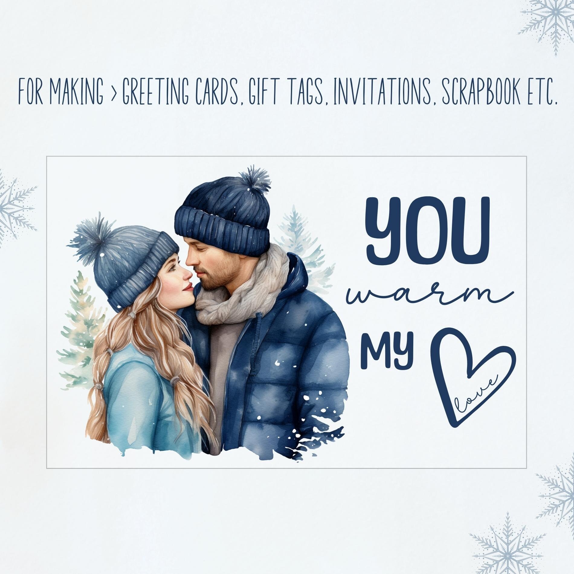 Watercolor Winter Couple Clipart, Lovers Png, Love People Bundle ...