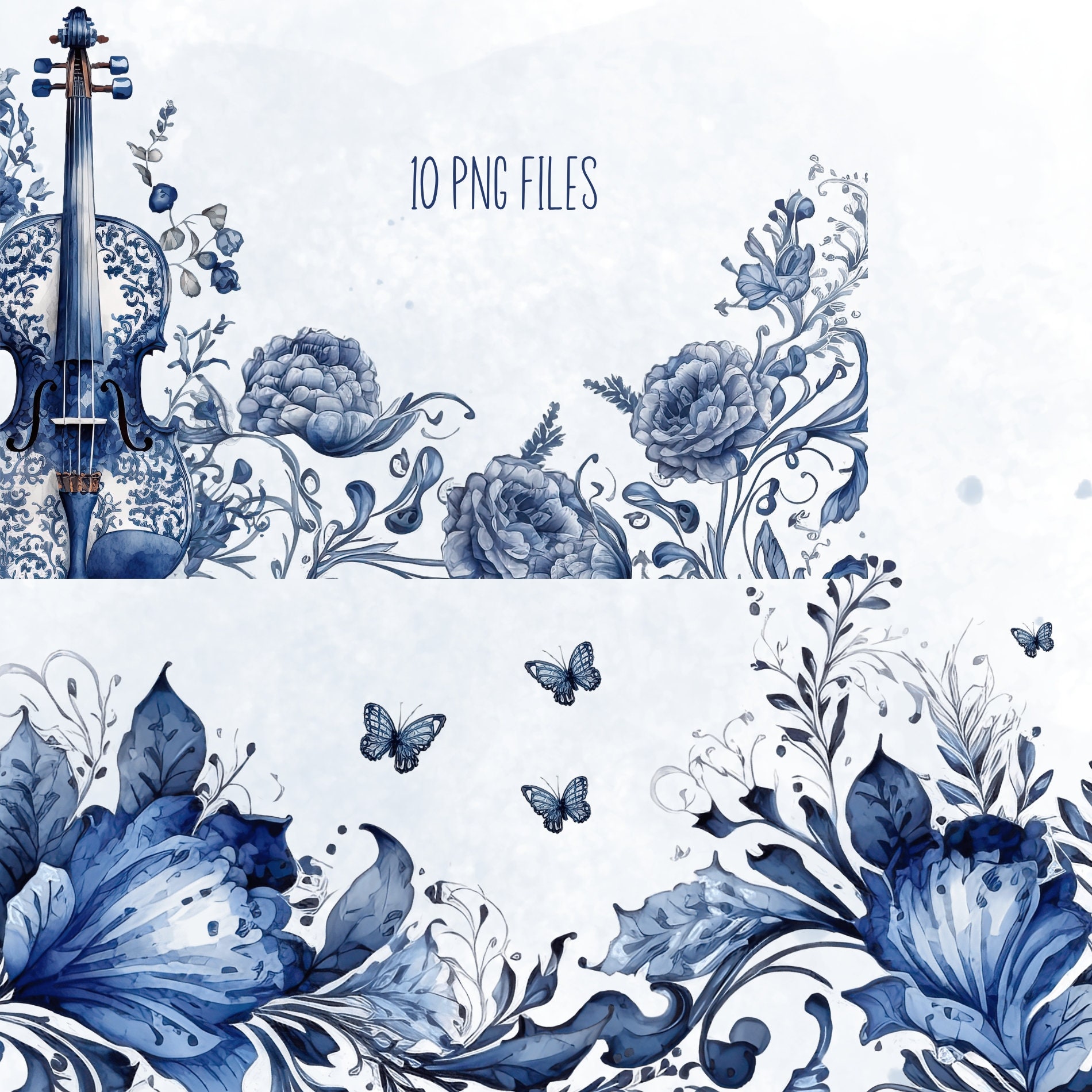 Dusty Blue Floral Border, Watercolor Flowers Borders, Flowered Png ...