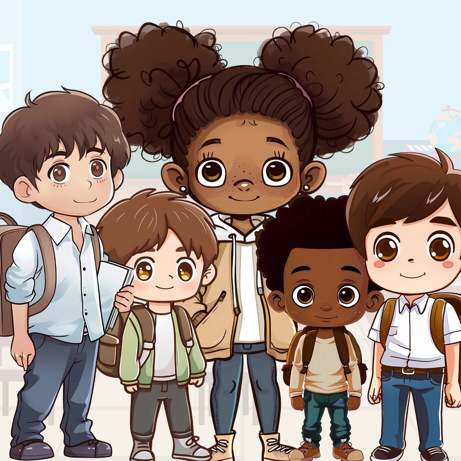 Kawaii Students PNG Clipart, Back to School Bundle, Cartoon Pupils ...