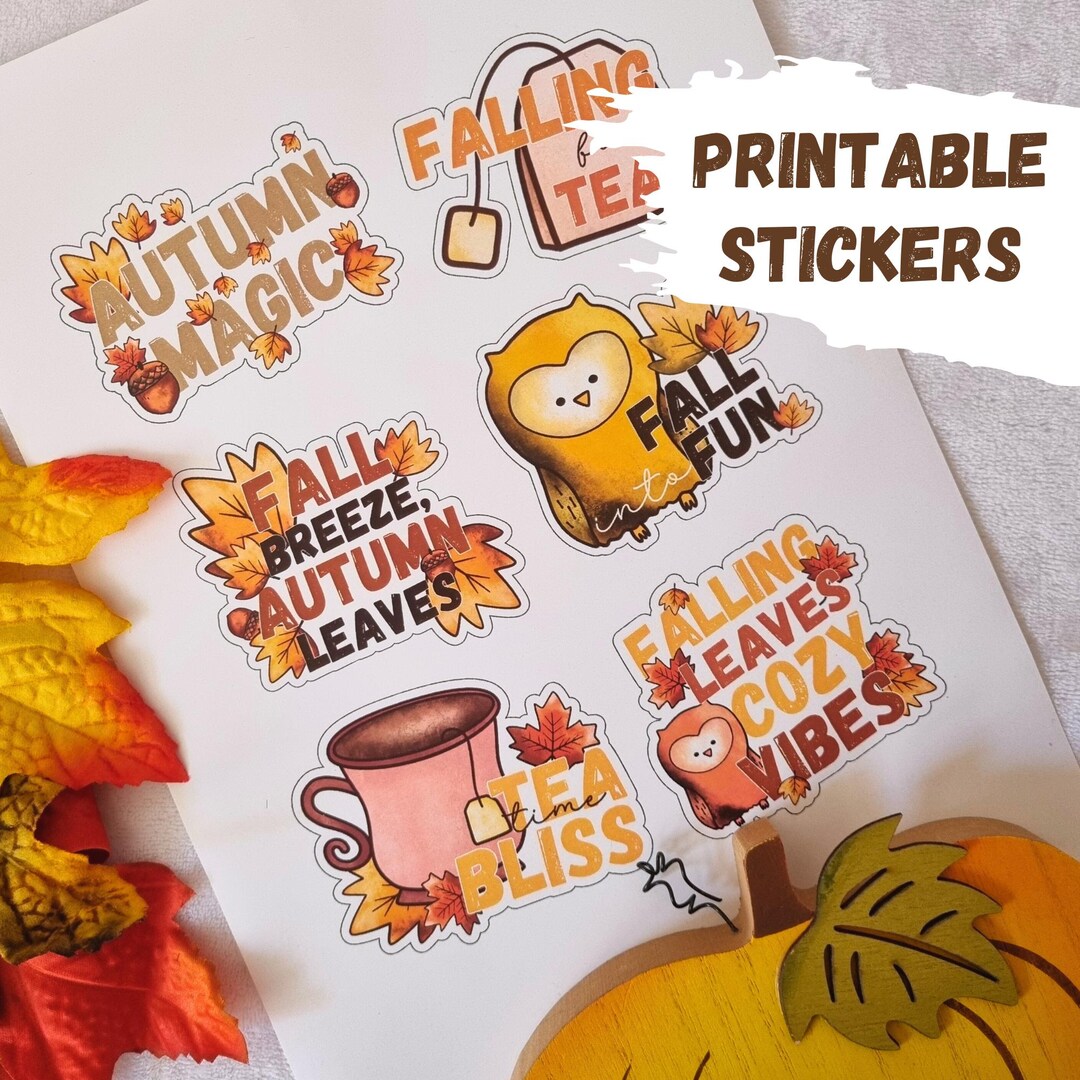 Printable Cozy Fall Stickers, Autumn Sticker Sheet, PDF Planner Quotes ...
