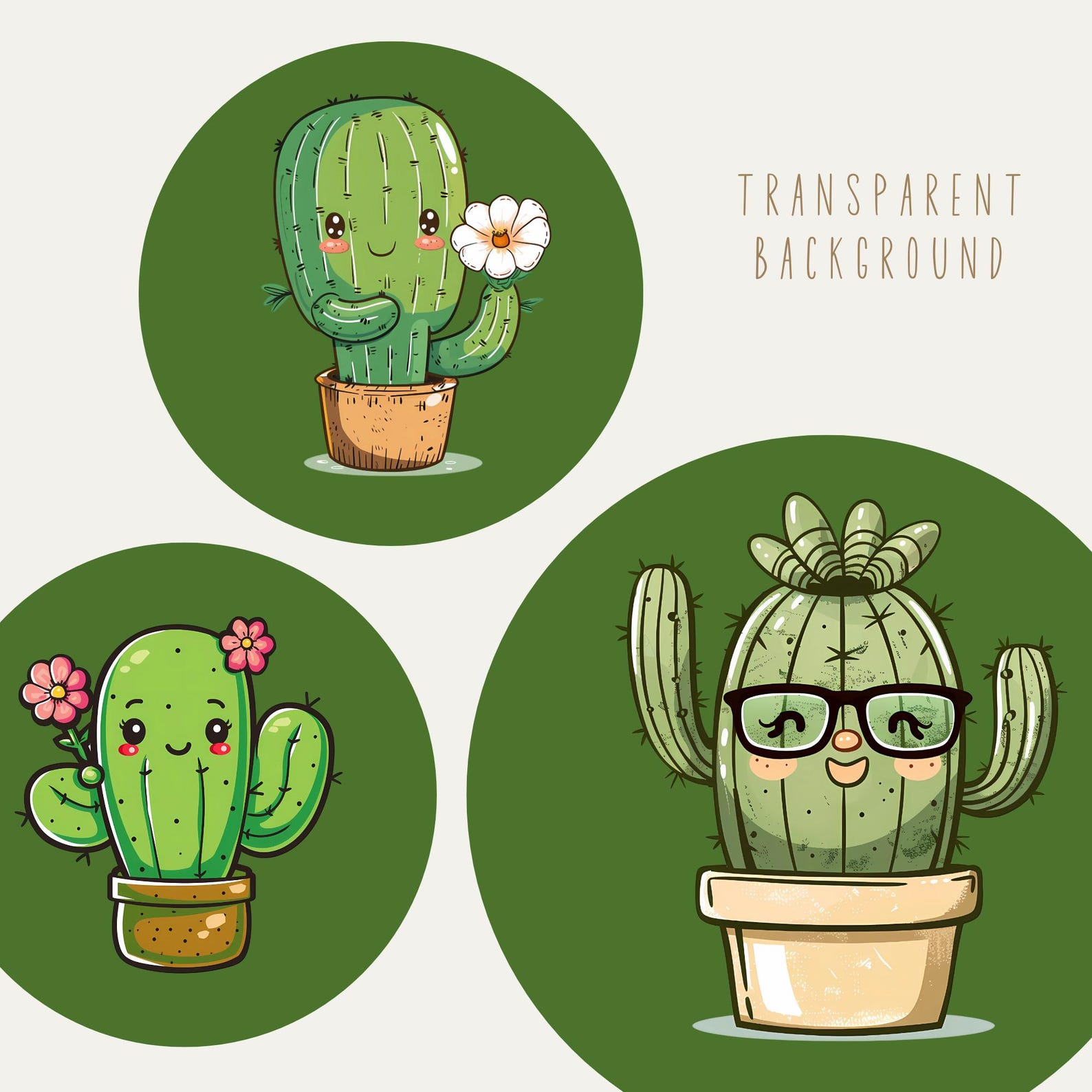 Kawaii Cactus Clipart, Succulent PNG, Cute Desert Plant Clips, Potted ...