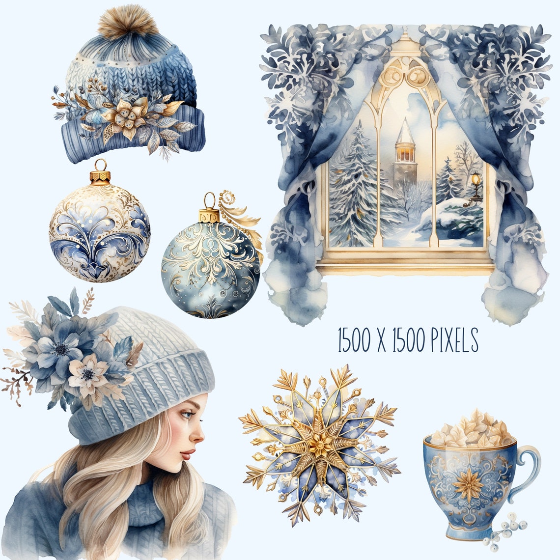 Cozy Winter Clipart Bundle, Christmas Png, Watercolor Sweater ...