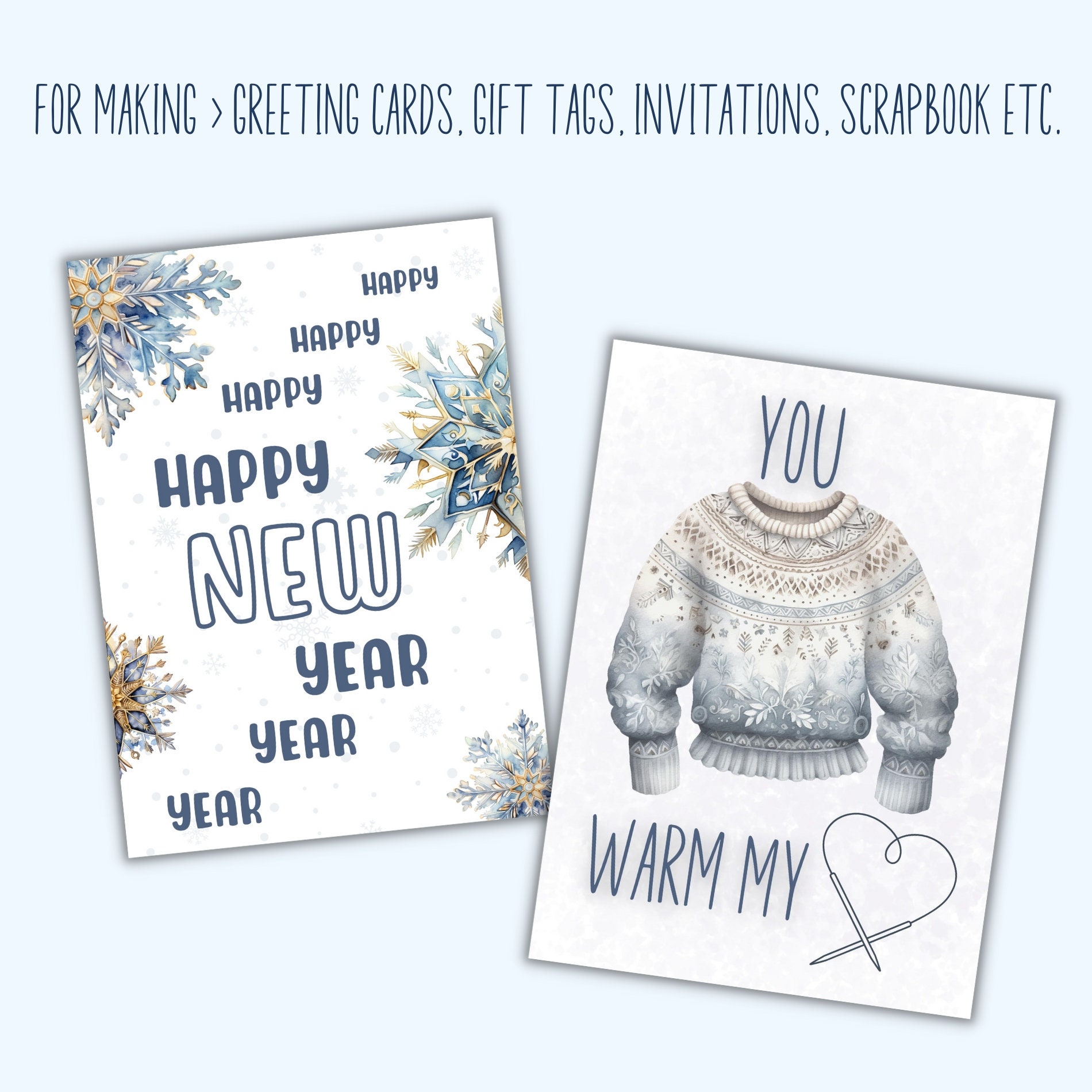 Cozy Winter Clipart Bundle, Christmas Png, Watercolor Sweater ...