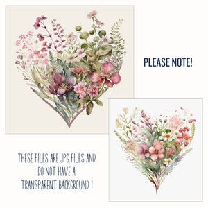 Watercolor Floral Heart Clipart, Flowered Love Bundle, Wildflowers Jpg ...