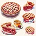 Cherry Pie Clipart Bundle, Watercolor Fall Png, Autumn Desserts ...