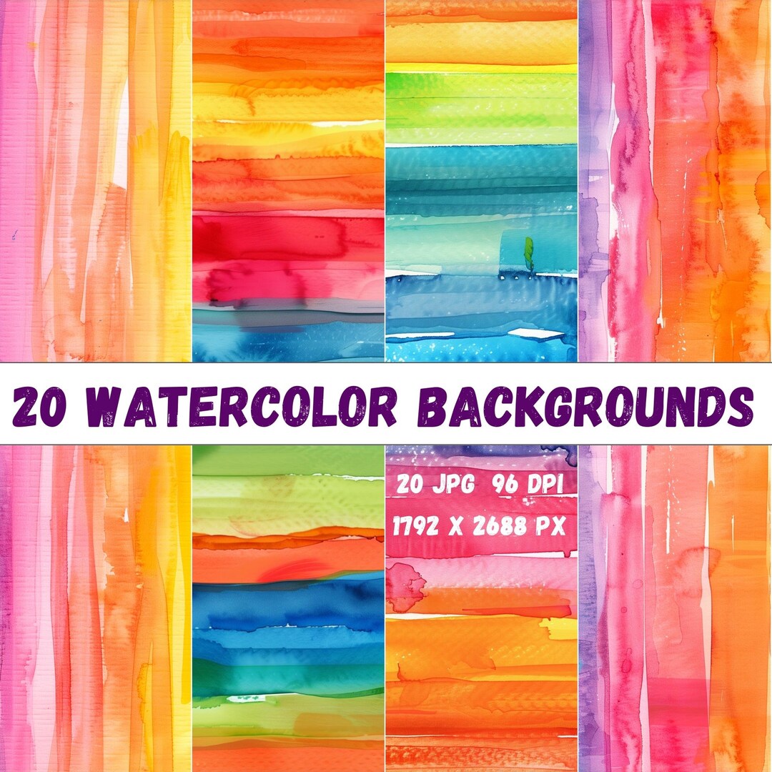 Watercolor Stripes Background, Striped Paper Pack, Texture Papers ...