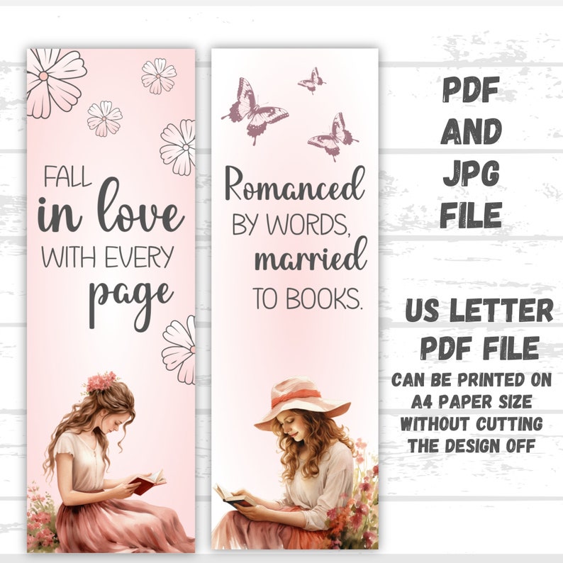 Printable Love Reading Bookmarks, Digital Bookmark Set, Download Gift ...
