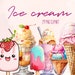 Ice Cream PNG Clipart, Summer Dessert Bundle, Watercolor Sweets Set ...