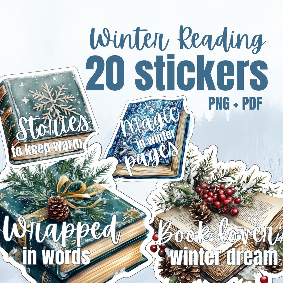 Love Reading Stickers, Cozy Winter Sticker Sheet, Printable Bookish ...